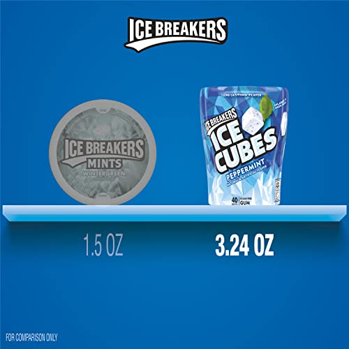ICE BREAKERS Ice Cubes Peppermint Sugar Free Chewing Gum Bottles, 3.24 oz (6 Count, 40 Pieces)