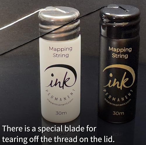 Ink Permanent White Brow Mapping String [100 Ft Bottles - 30 m] Pre-Inked Mapping String for Permanent Makeup and Microblading Supplies | Brow Mapping Kit | Mapping String for Brow Mapping (White)