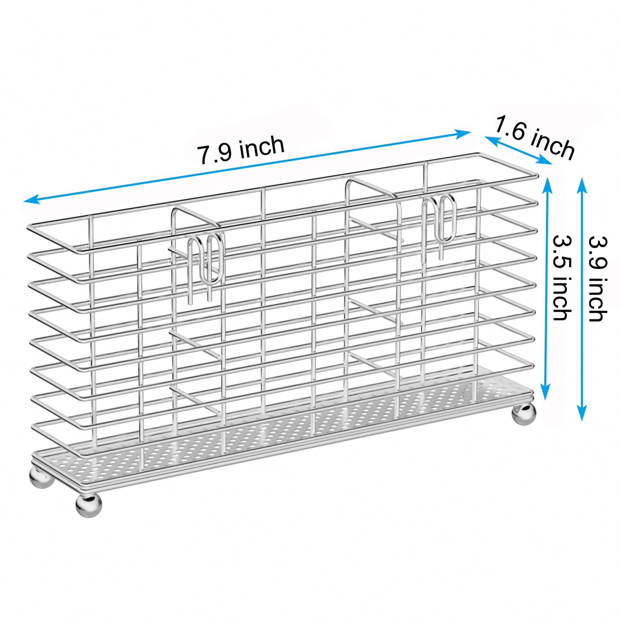 iPEGTOP Utensil Drying Rack Basket Holder for Kitchen Counter, Hanging Standing Cutlery Silverware Flatware Organizer with Hooks for Spatula Spoon, Rustproof 304 Stainless Steel