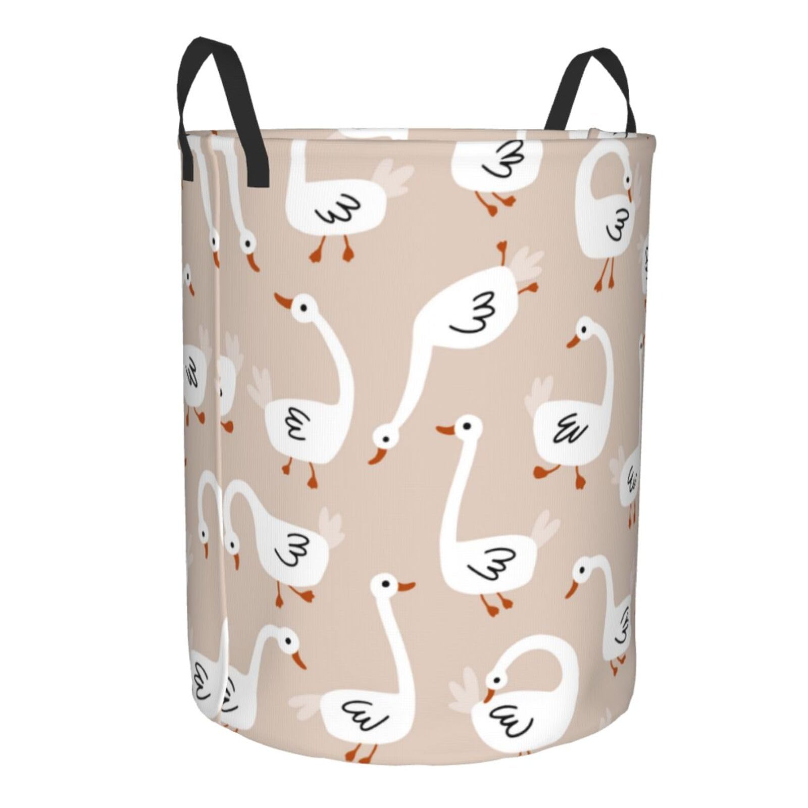 Pevtufa White Goose Foldable Laundry Basket Organizer,Fabric Clothes Toy Storage Basket Nursery Hamper Storage Bin For Household Bedroom, Bathroom, College Dorm-Small