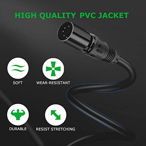 HOSONGIN 5 PIN XLR DMX Cable Adapter 5 Feet, DMX512 5PIN DMX Female to Male 5-PIN DMX Cable