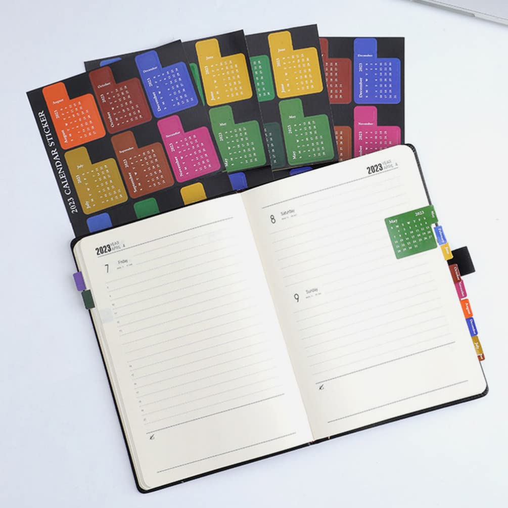 Kisangel 12 Sheets 2023 Calendar Stickers Self Adhesive Labels Sticker Monthly Calendar Tabs Monthly Adhesive Tabs for Bullet Notebook Journal Planner