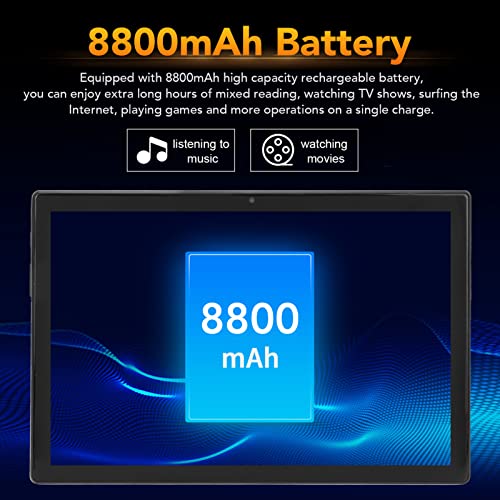 Rengu Tablet PC, Dual SIM Dual Standby 4G LTE Tablet PC 10.1 Inch 10GB 256GB for Gaming Connections (Silver)