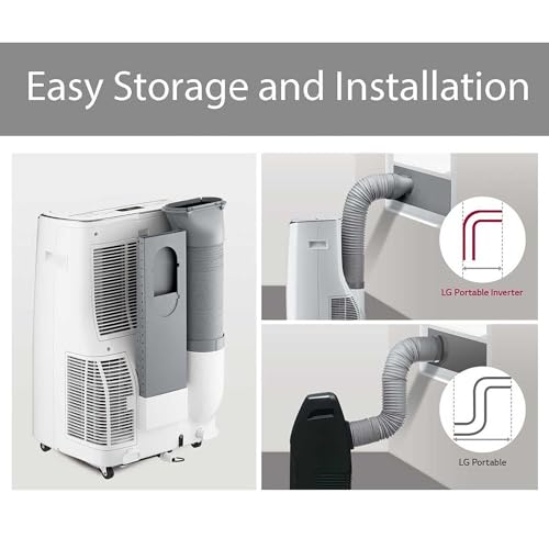LG Dual Inverter Portable Air Conditioner Unit for Medium Rooms, Bedroom, Office, Kitchen, Dining Room, 115V, Cools up to 500 Sq. Ft., 3 Speeds, 24-hour Timer, with Wi-Fi Control and Remote, White
