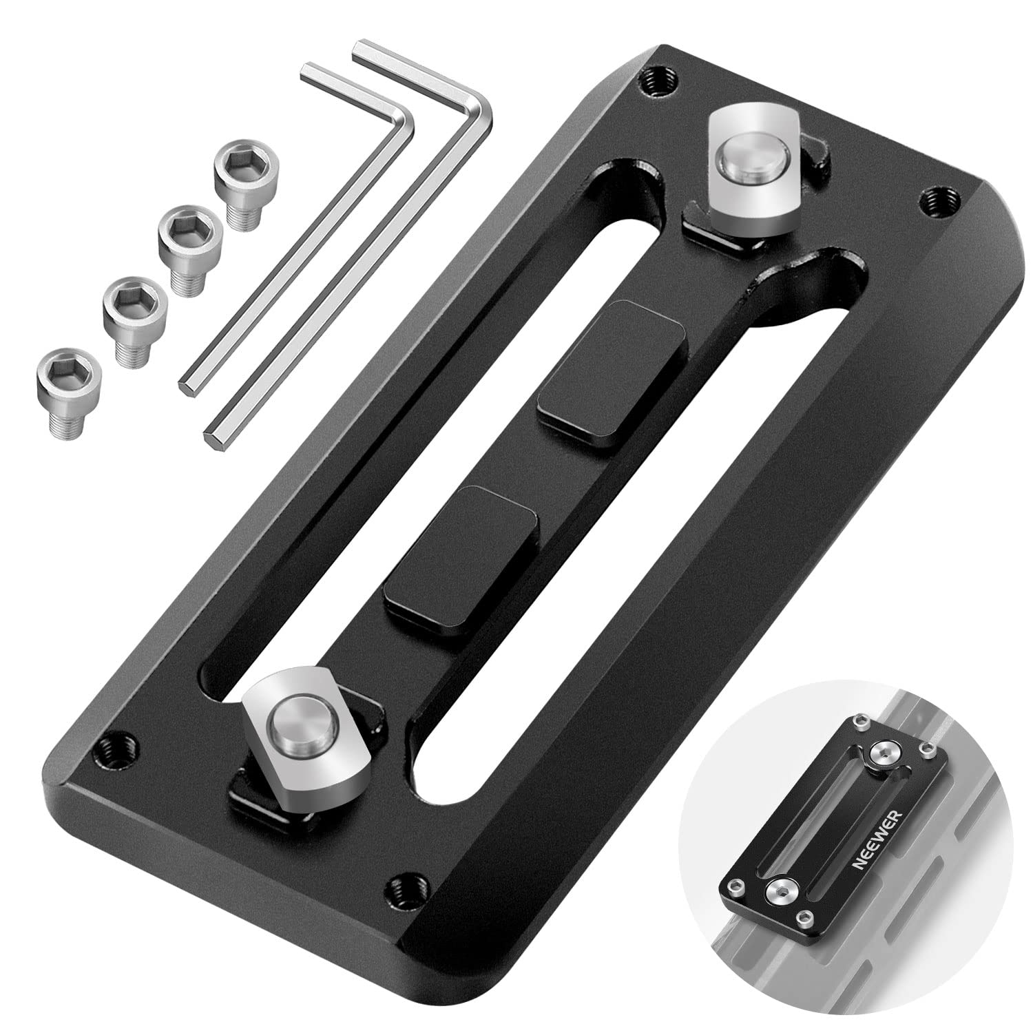 NEEWER 3.15 inch/80mm Quick Release Plate Arca Rail Type with 2 M LOK Slot Interface Tripod Mount Adapter, Compatible with Arca Swiss Mount Rifle Tripod, Compatible with RRS Dovetail Tripod Mount