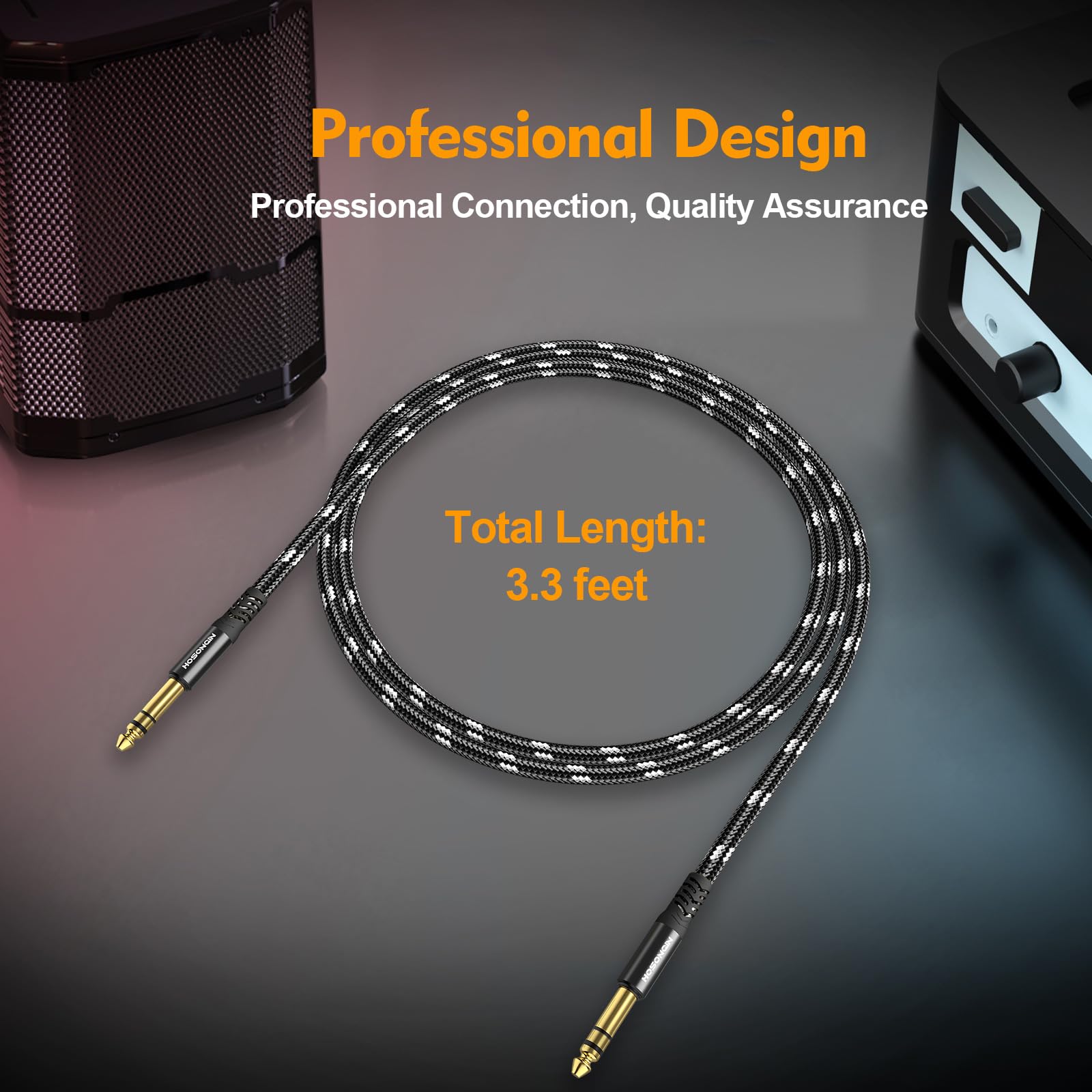 HOSONGIN XLR Female to 1/4 TS Unbalanced Microphone Cable, Quarter inch (6.35mm) TS Mono Jack Unbalanced Interconnect Mic Cord - 6.6 Feet