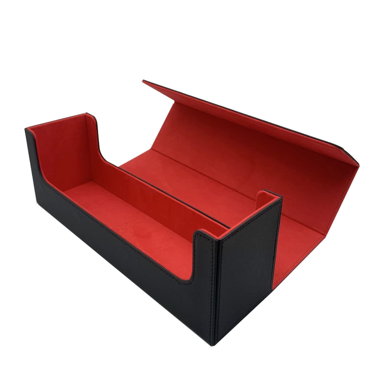 Maoping Card Deck Box,4 Pack Deck Box Magnetic Closure Leather Deck Game Boxes 400 + 300 Card Storage Capacity,Black Red for Collectible Playing Card Box, Trading Card, Magic Cards, Sports Cards, 700