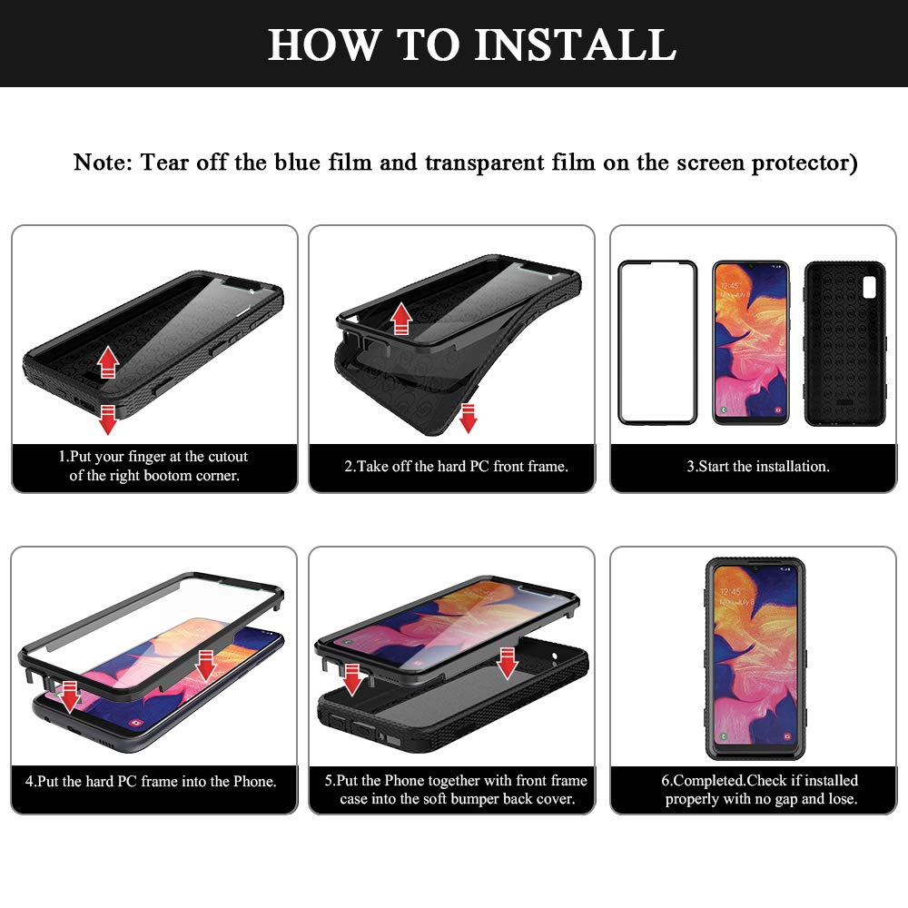 HATOSHI Samsung Galaxy A10e Case with Built-in Screen Protector Not Fit A10 Heavy Duty Protection Armor Shockproof Rubber Bumper Rugged Protective Phone Case Cover for Galaxy A10e 5.8 Inches -Black