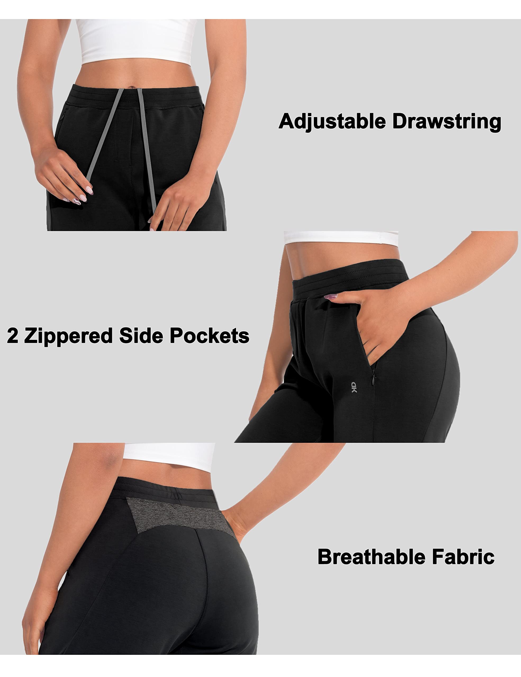 Little Donkey Andy Women's Ultra-Stretch Ankle Pants Quick-Dry Breathable for Running Travel Golf Black XL