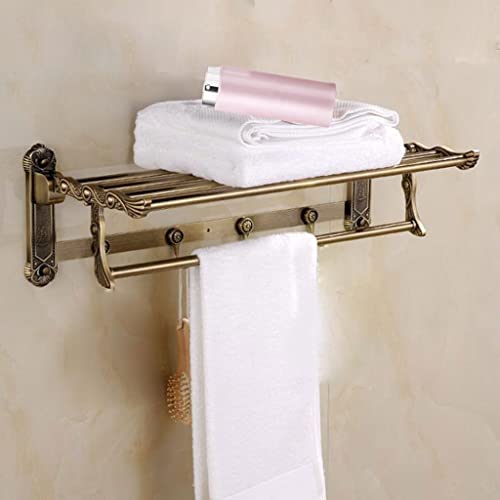 SHIJIESKY Towel Rail Wall Mounted, Kitchen and Bathroom Hardware Accessories,Stainless Steel Towel Rack,Antique Folding Bath Towel Rack,Bathroom Shelf
