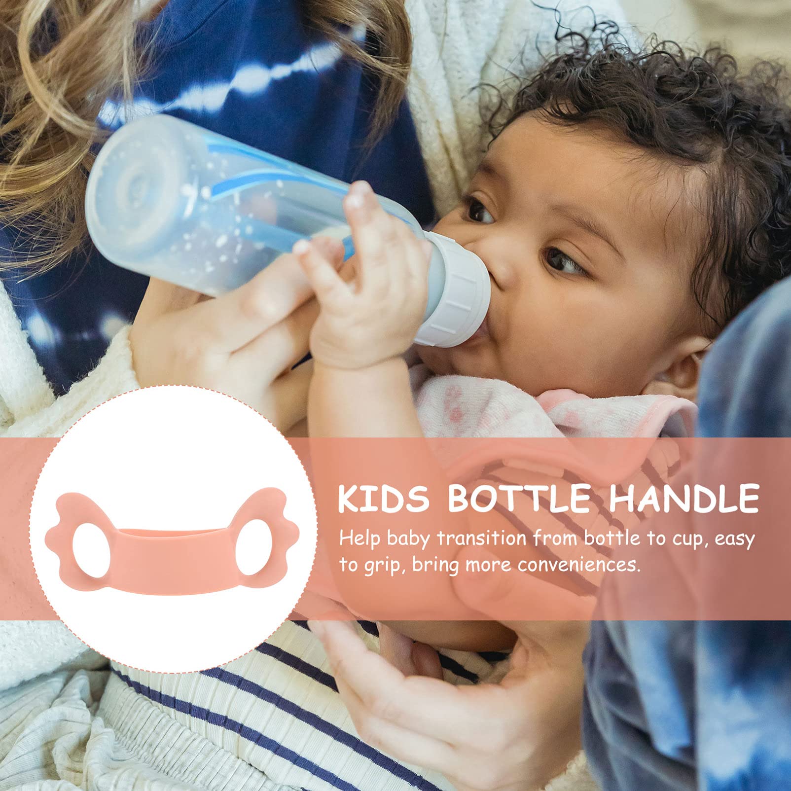 Kisangel Silicone Baby Bottle Handles Universal Silicone Milk Bottle Carry Handles Soft Portable Bottle Holder for Infant Newborn Toddler