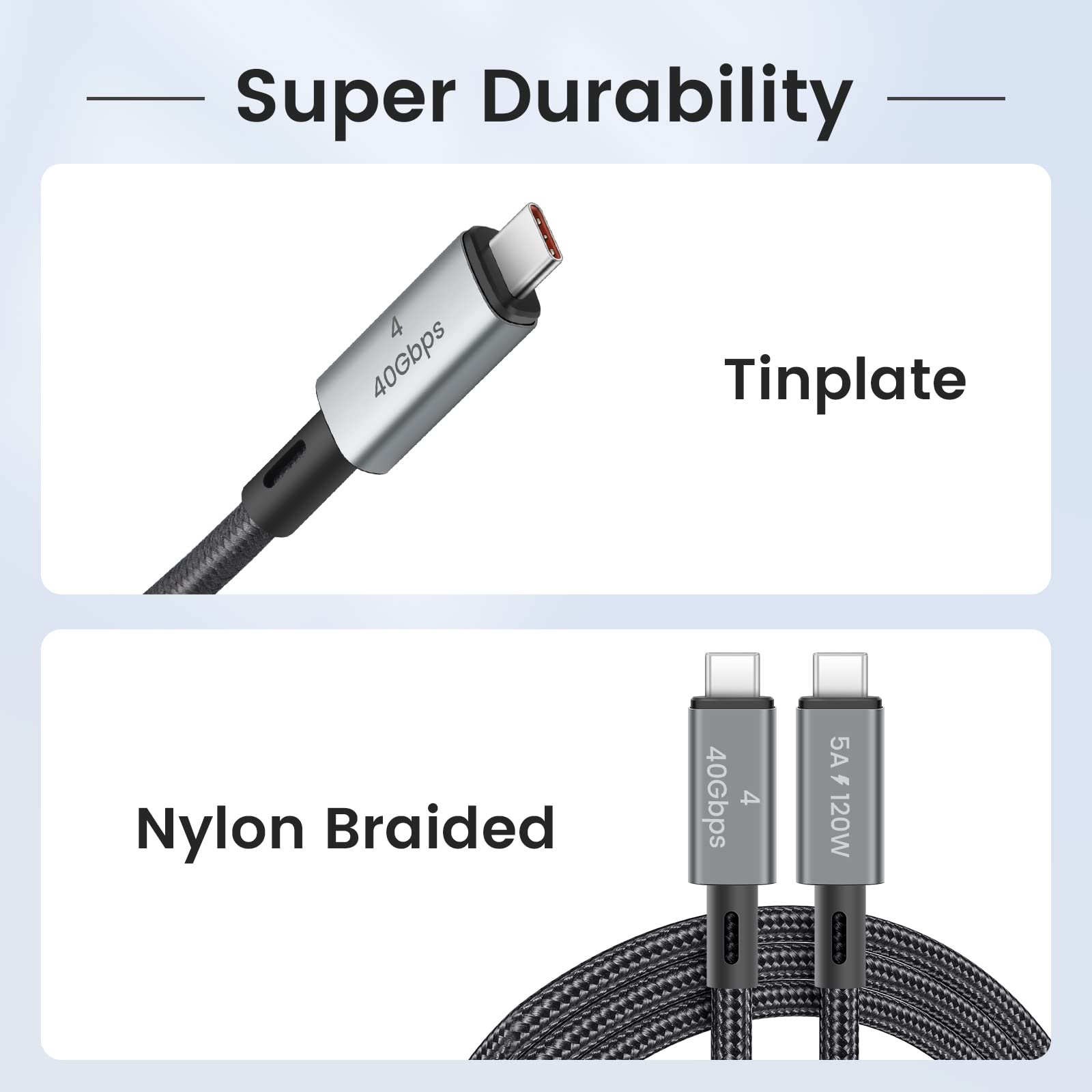 NAMCIM Thunderbolt 4 Cable, Thunderbolt Certified, 1.0 Meter (3.28 ft.), 40 Gb/s Data Transfer, 120W Power Charging, Compatible with Thunderbolt 4, Thunderbolt 3, USB-C, and USB4 Devices, Black