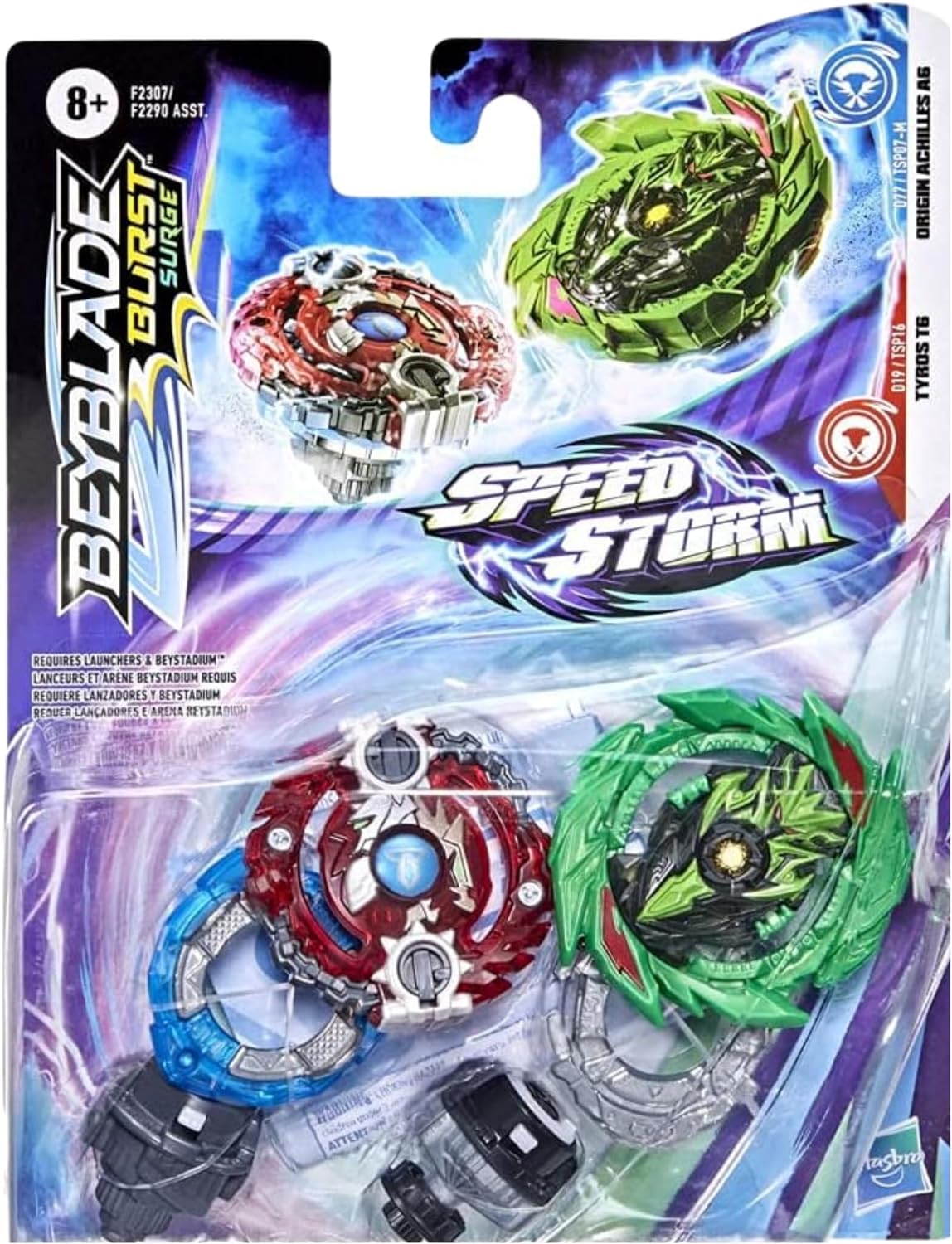 Hasbro Beyblade Burst Surge Speed Storm Twin Pack Origin Achilles A6 and Tyros T6
