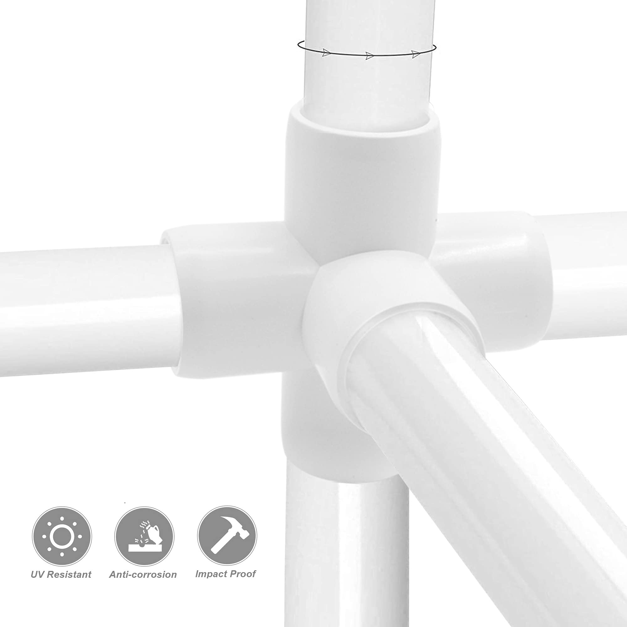 MAXSELL 12 pack 5 Way 3/4 inch PVC Fitting Corner Cross Elbow 45 90 Degree for Greenhouse Shed Pipe, Tent Connection, Furniture Build Grade SCH40, White