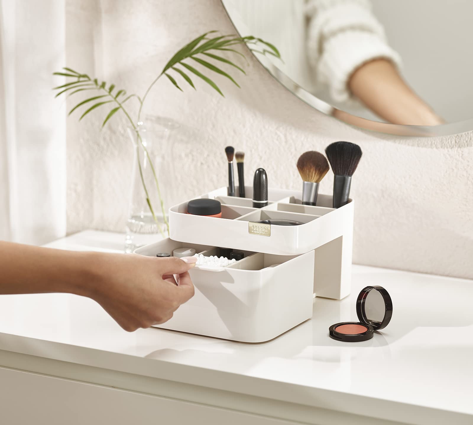 Joseph Joseph 75004 Viva Makeup Cosmetic Storage Organizer with Drawer, Medium, Shell