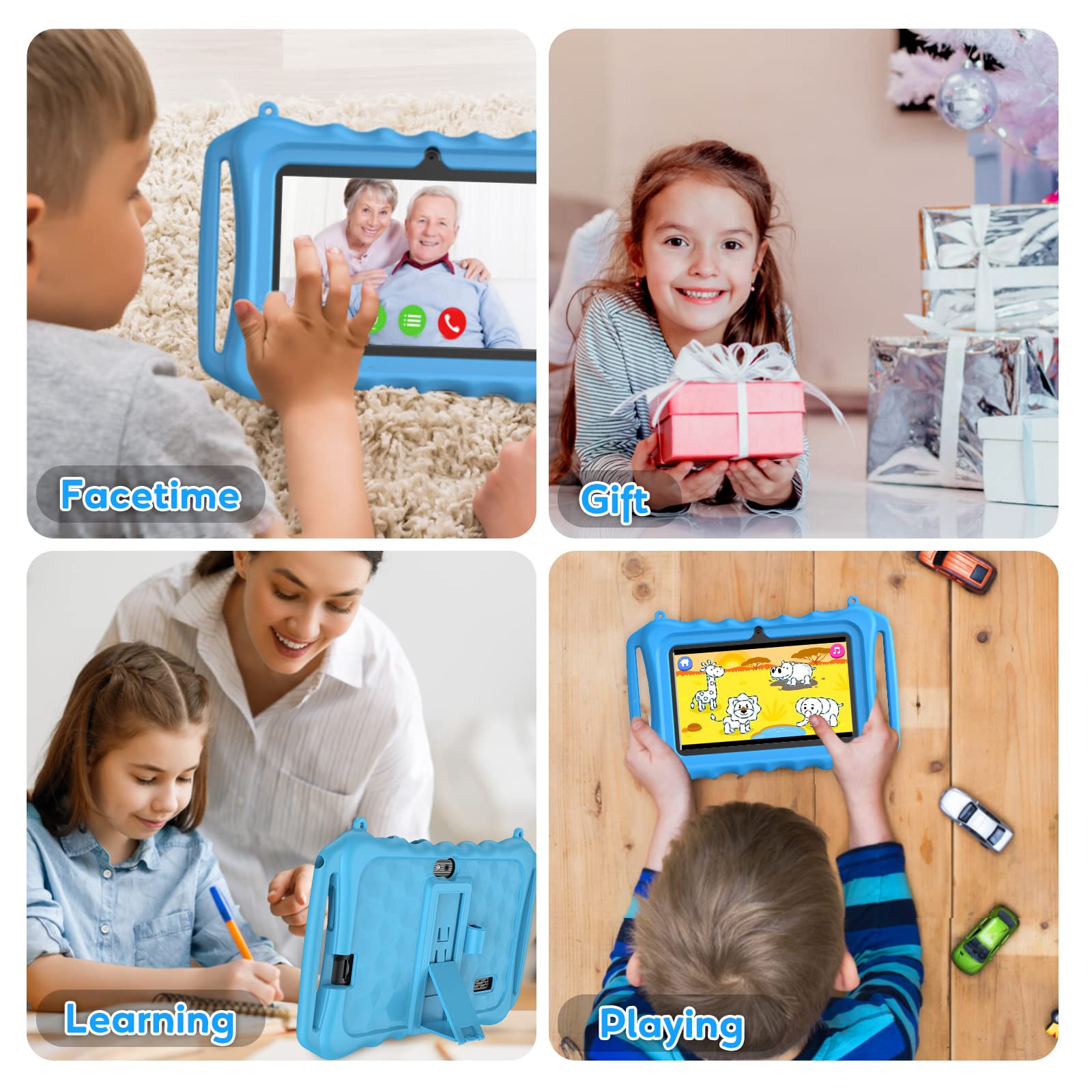 Kids tablet,7 inch Tablet for Toddlers 3GB RAM 32GB ROM, Android 12.0 Tablet for Kids with Dual Camera, WiFi, Bluetooth, Parental Control, Shockproof Case, YouTube, Netflix,Toddler Tablet for Children