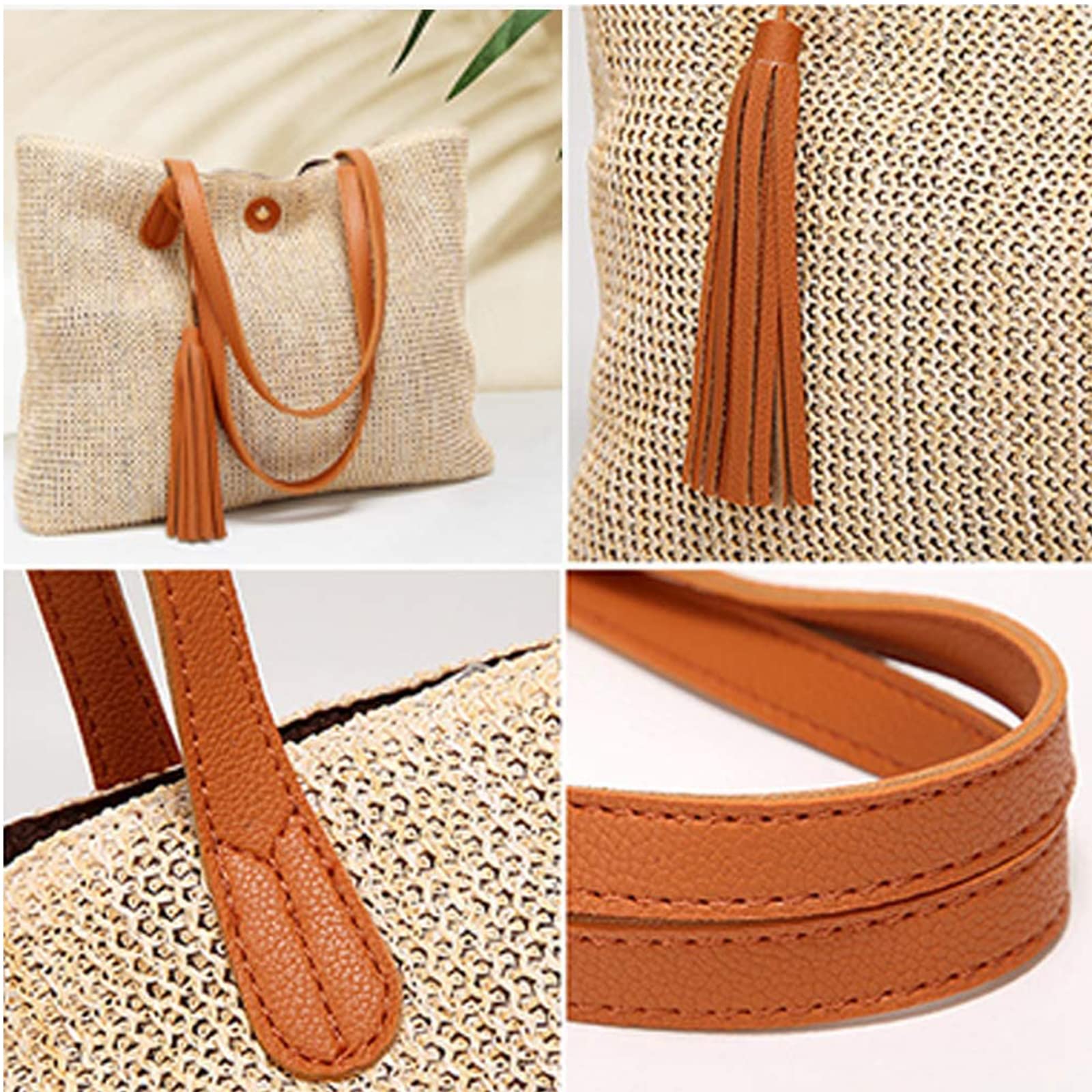 LHYSMYX Women's Beach Bag Beach Straw Bag Simple Shoulder Bag Handbag-Blue