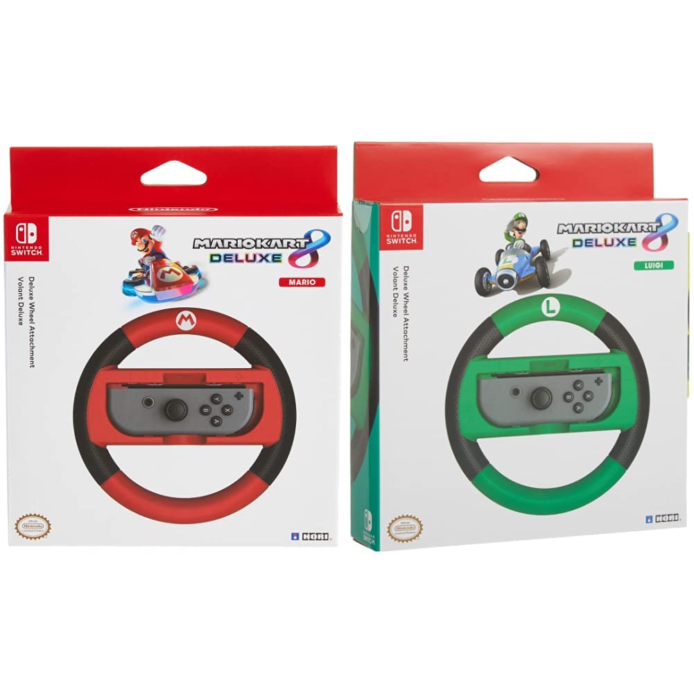 HORI Nintendo Switch Mario Kart 8 Deluxe Wheels (Mario and Luigi Versions) Officially Licensed By Nintendo