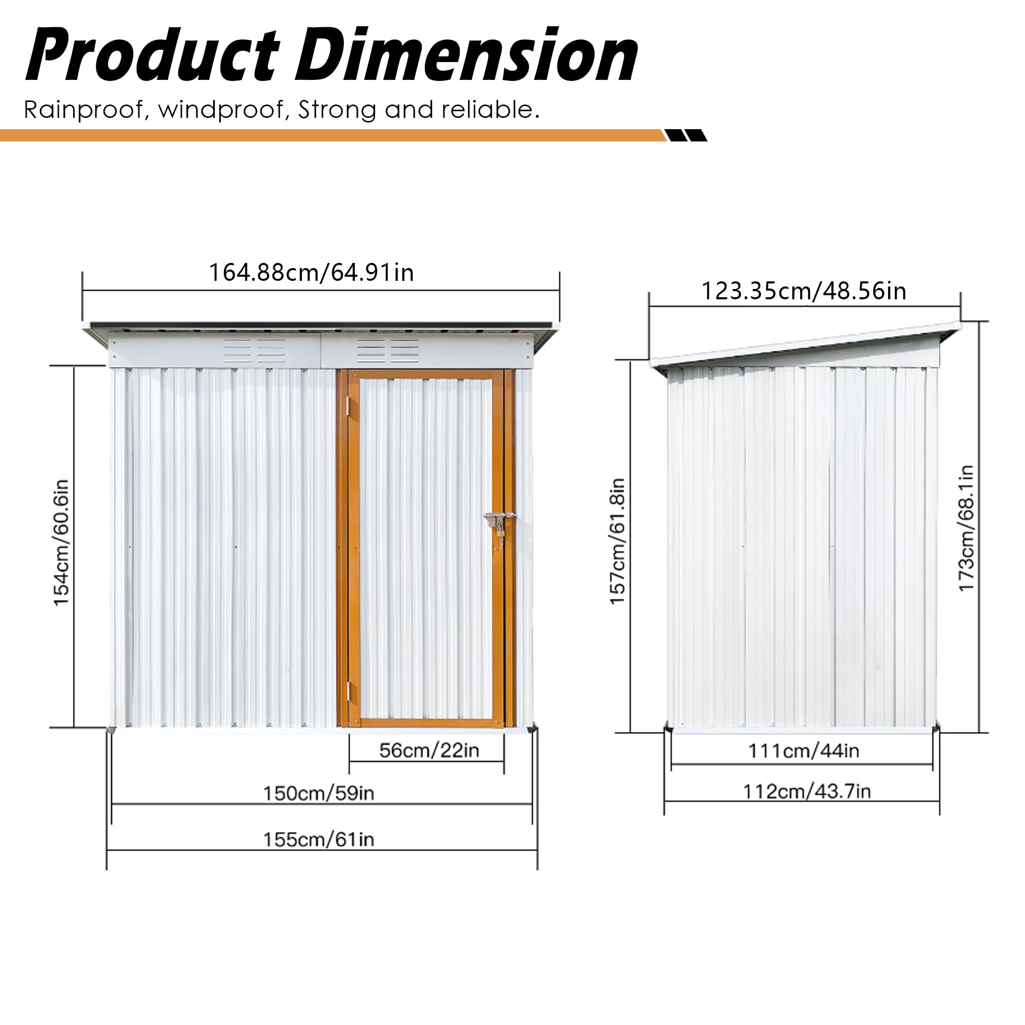 SumKea 5 x 3 Ft Outdoor Storage Shed, Lockable Metal Tool Shed,with Anti-Collision Corner Small Shed, for Garden, Backyard, Swimming Pool Outdoor Storage Shed, Brown