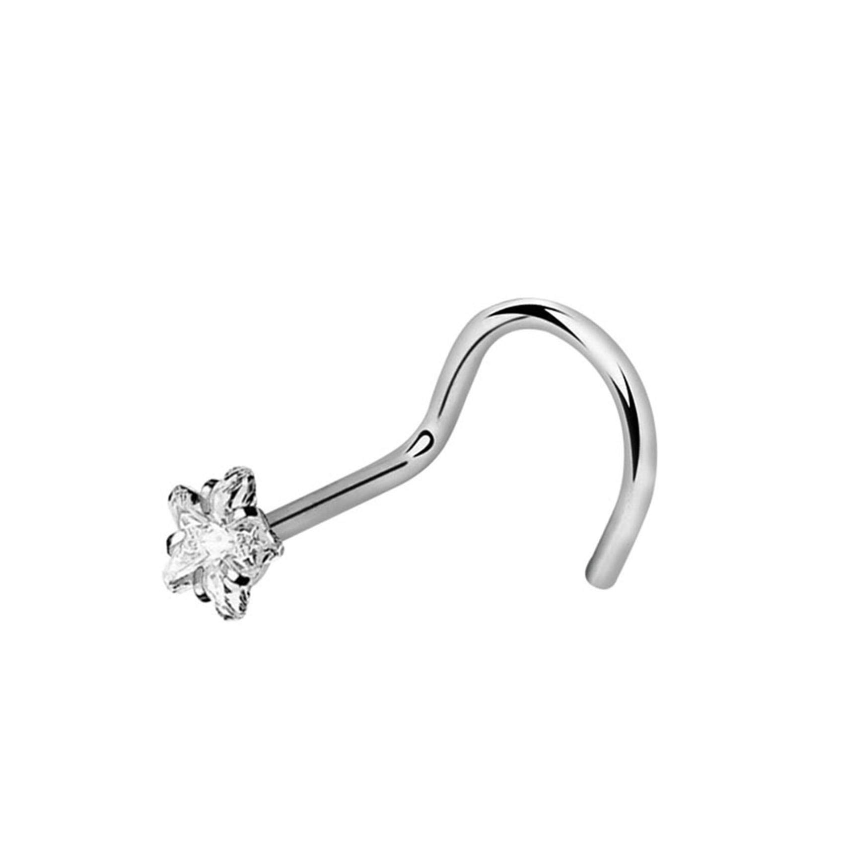 Journey Studio Nose Screw Studs Rings Set Simulated Crystal Cubic Zirconia Piercing Twist Screw Nose Ring for Women, Silver