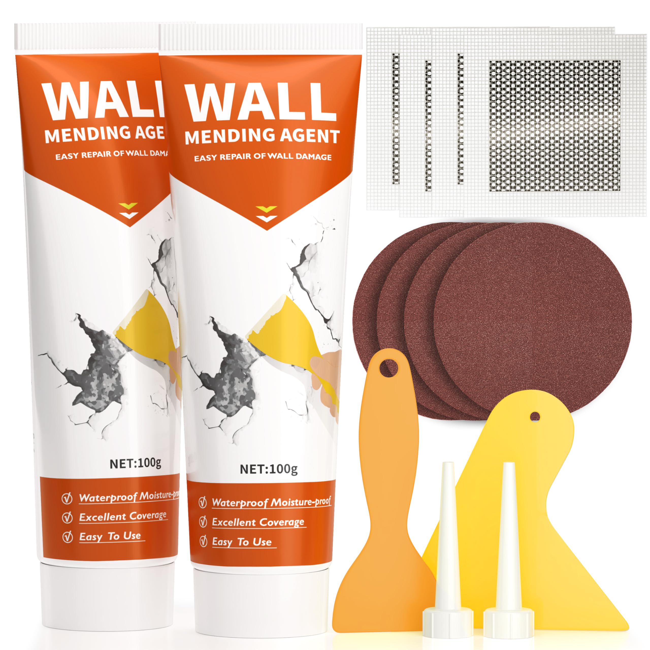 Spackle Wall Repair Kit,Drywall Repair Patch Kit,Simple Small Wall Hole Filler&Efficient Crack Repair,2 Pack Wall Putty Paste,Plaster Ceiling Repair,Apartment Friendly.