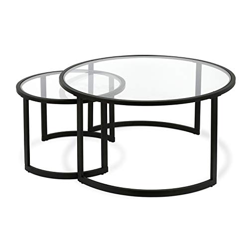 Henn&Hart 18.5" Nested Round Metal Black Coffee Table Black Bronze