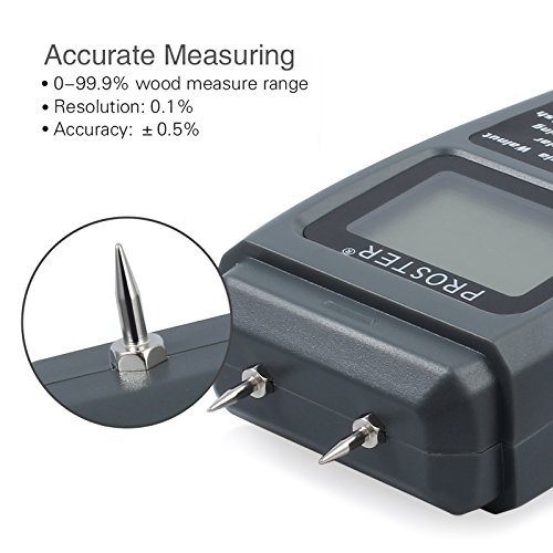 Proster Digital Wood Moisture Meter Handheld LCD Moisture Tester Damp Moisture Tester Detector for Firewood Paper Humidity Measuring
