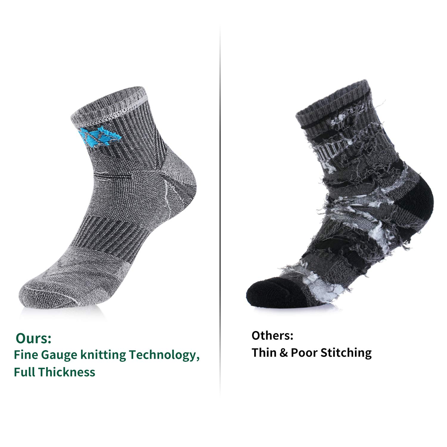 innotree 5 Pack Men's Cushioned Hiking Walking Running Socks,Moisture Wicking Multi Performance Quarter Crew Athletic Cotton Socks