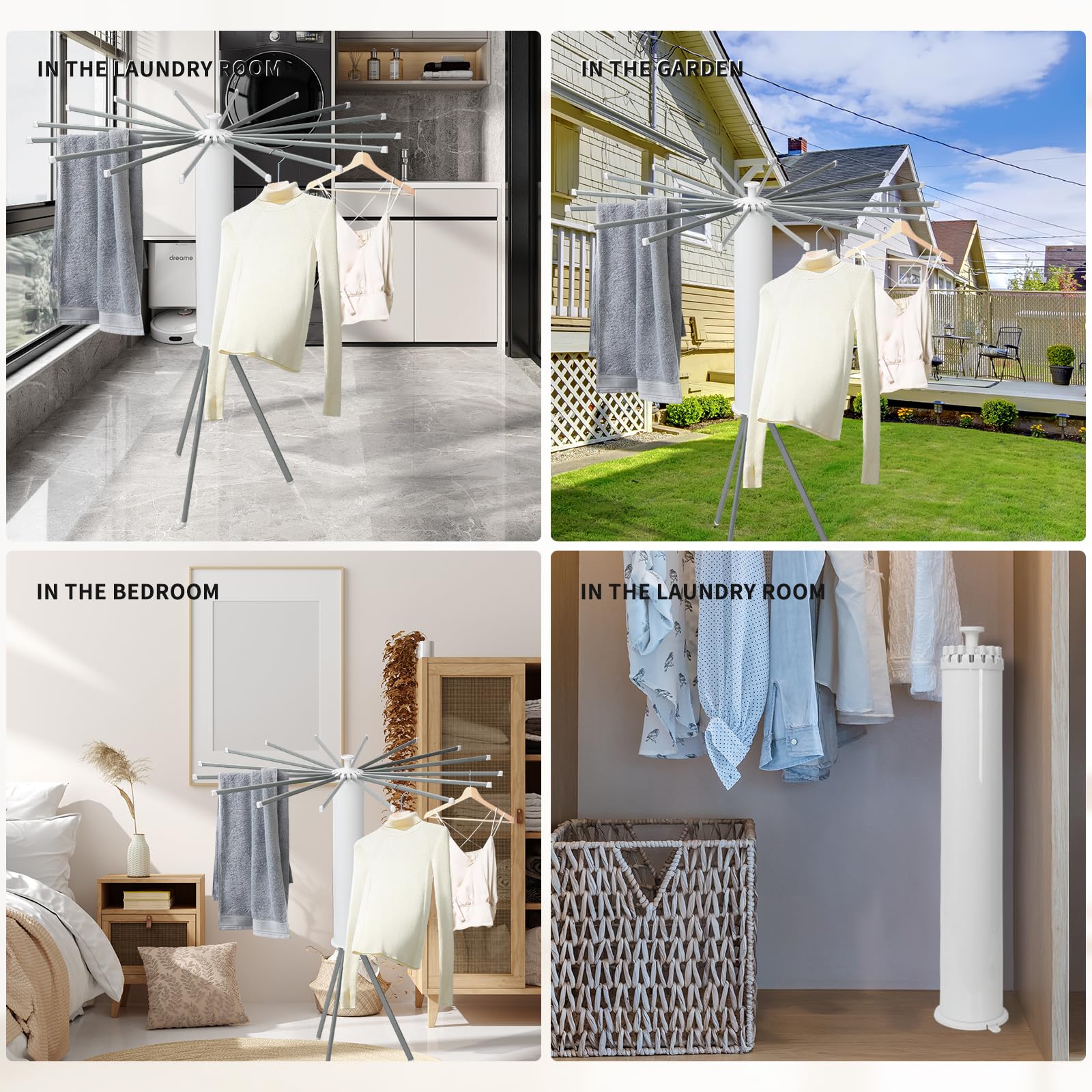 plzzree Tripod Clothes Drying Rack: Portable and Foldable Space Saving Compact Laundry Drying Rack - Drying Rack Clothing for Indoor & Outdoor