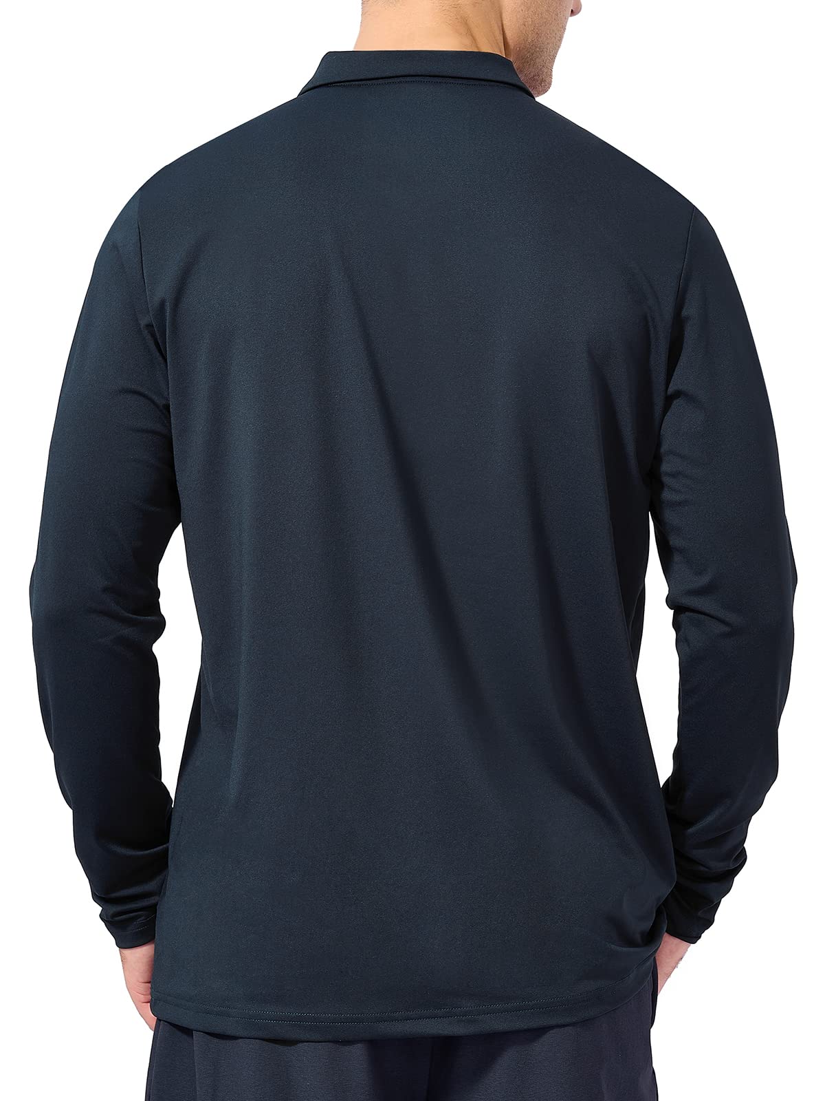 MARAMI Men’s Polo T Shirts - Quarter Zip Pullover Men Long Sleeve Dry Fit Golf Fishing Workout Casual Collared Shirts for Men Navy Blue Size L