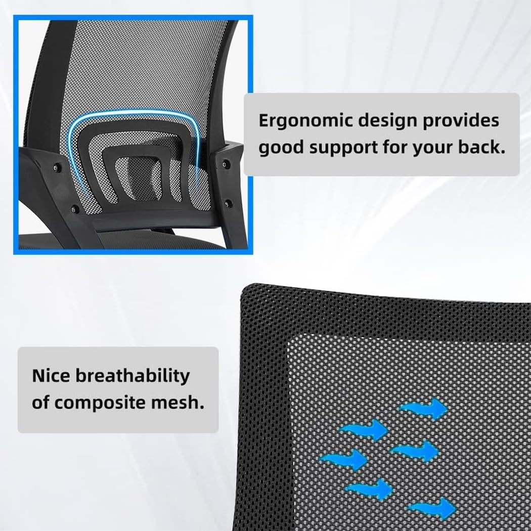 Home Office Chair, Ergonomic Desk Chair with Lumbar Support Armrest, Mid Back Breathable Computer Chair Executive Height Adjustable Task Chair for Office Work Study