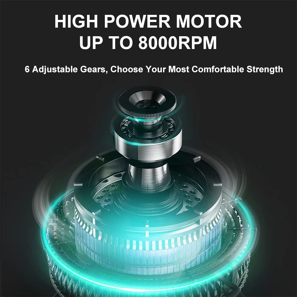 Mini Muscle Massage Gun, Powerful 6 Speed Vibration Modes Handheld Massager Wand for Back, Shoulder, Neck and Body Pain Deep Tissue Massage Gun, Professionally Relieve Athletes Pain