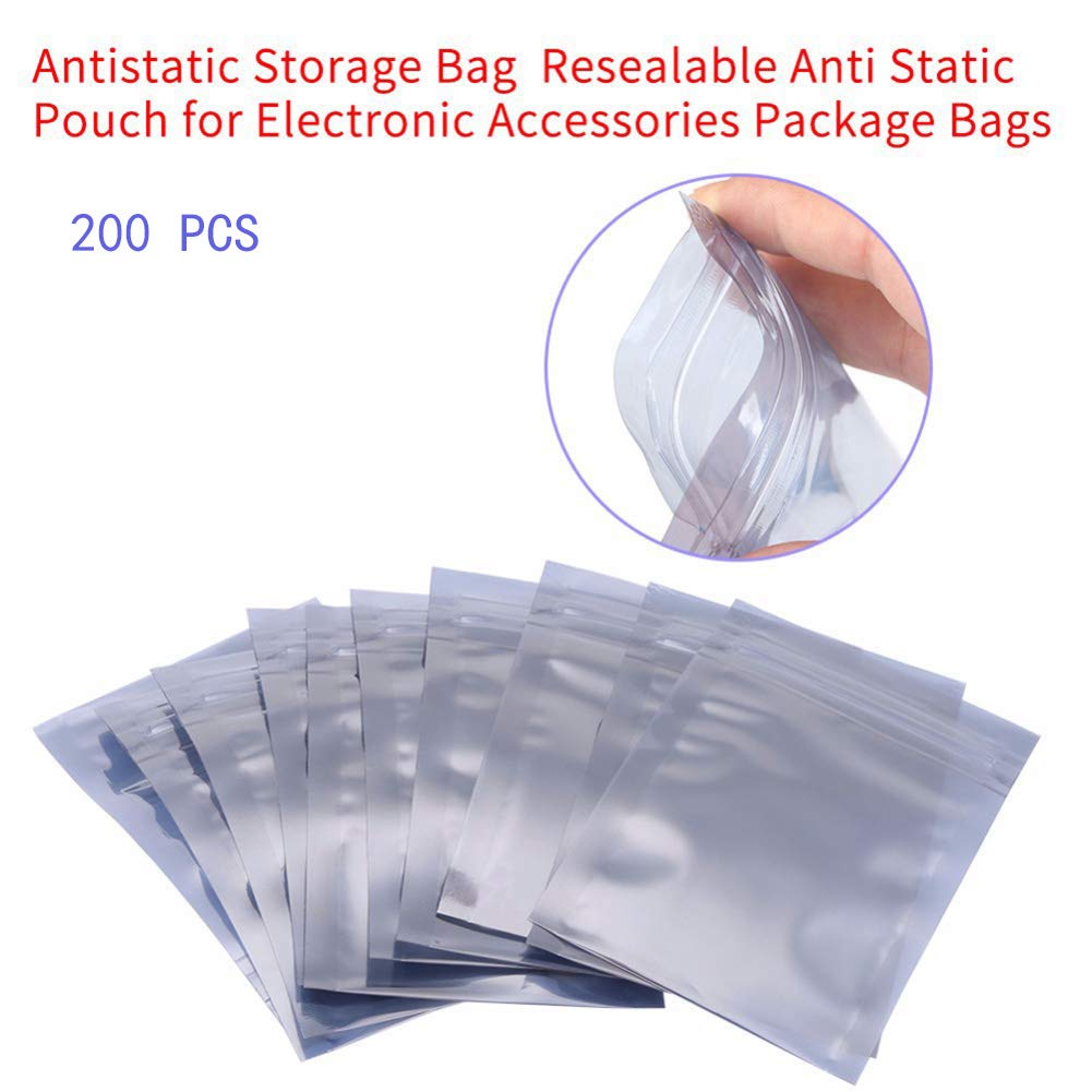 Luckycivia 200 PACK Resealable Clear Ziplock Smell Proof Pouch Aluminum Foil Zip Lock Bulk Food Storage Bag, Plastic Aluminum Material,3x4 inch