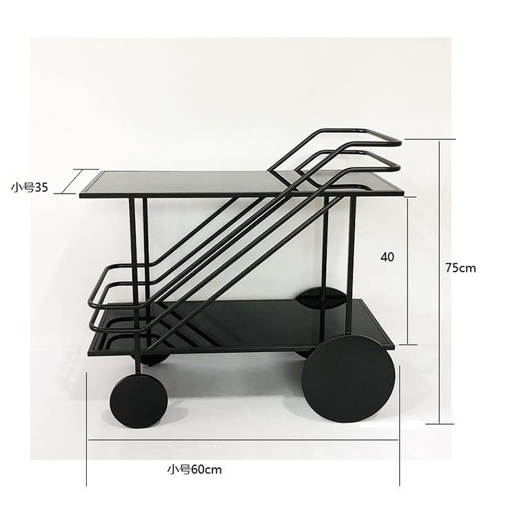 N/A Iron Dining Car Office Tea Cart Showroom Hotel Wine Station Home Dining Glass Shelf