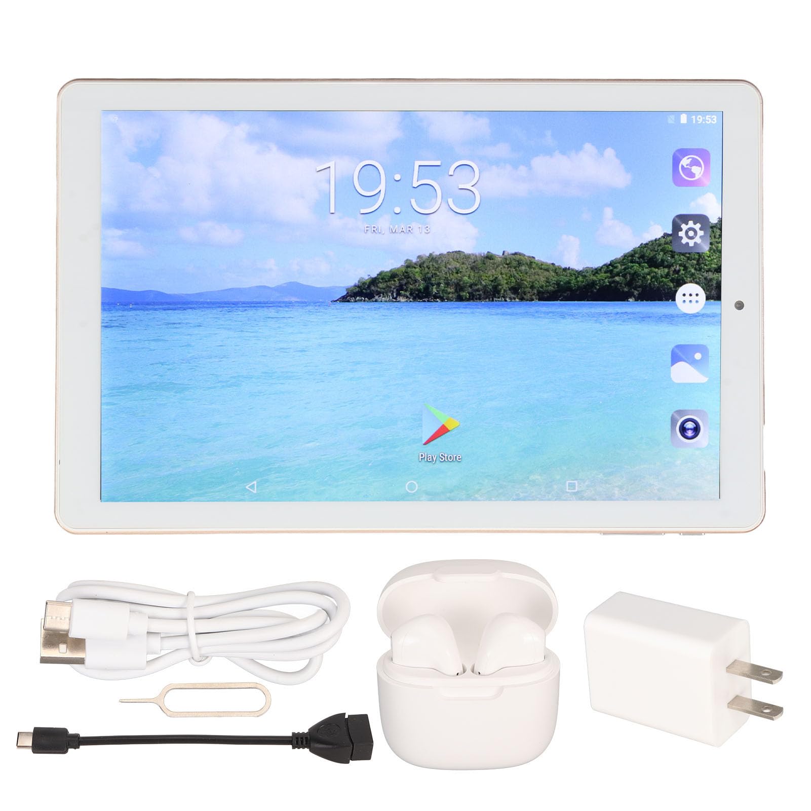 ICRPSTU 10.1 Inch Tablet, 8MP 16MP Camera 4GB RAM 64GB ROM Sensitive Touch Screen HD Tablet MT6735 8 Core 100-240V for Learning (US Plug)
