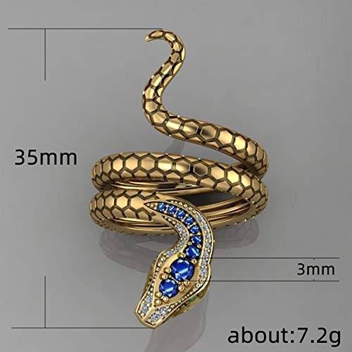 LRESJJIUJ 18K Gold Plated Vintage Snake Ring Set with Diamond Exquisite Sculpture Animal Stackable Stainless Steel Ring Punk Jewelry Wrapped Snake Valentine's Day Gift Souvenir