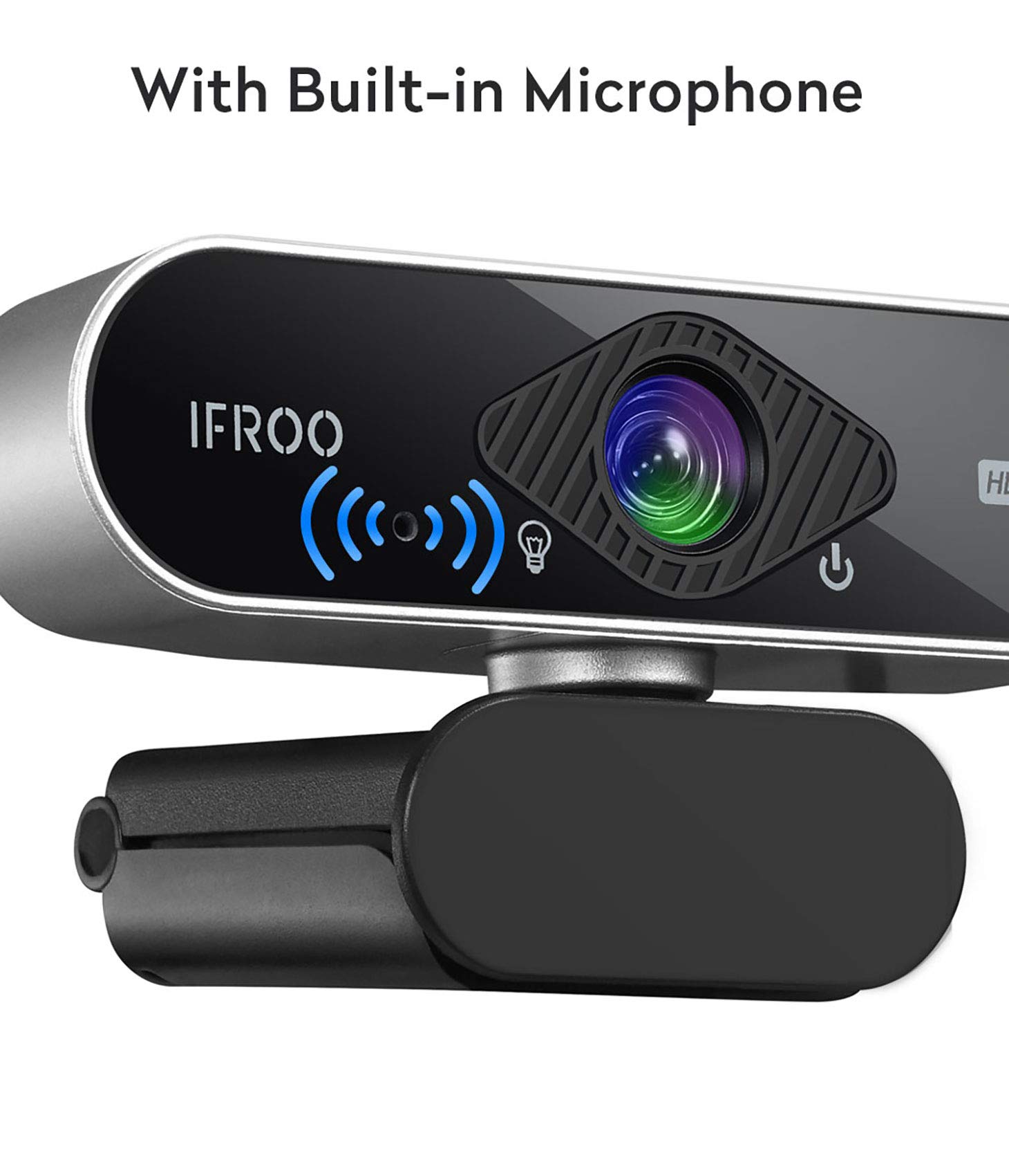 IFROO FHD 1080P Webcam with Microphone,No fisheye Wide-Angle for Desktop Laptop Computer Web Camera,USB Plug and Play,Compatible Skype Zoom YouTube Windows/Mac OS,for Live Streaming,Recording,Gaming