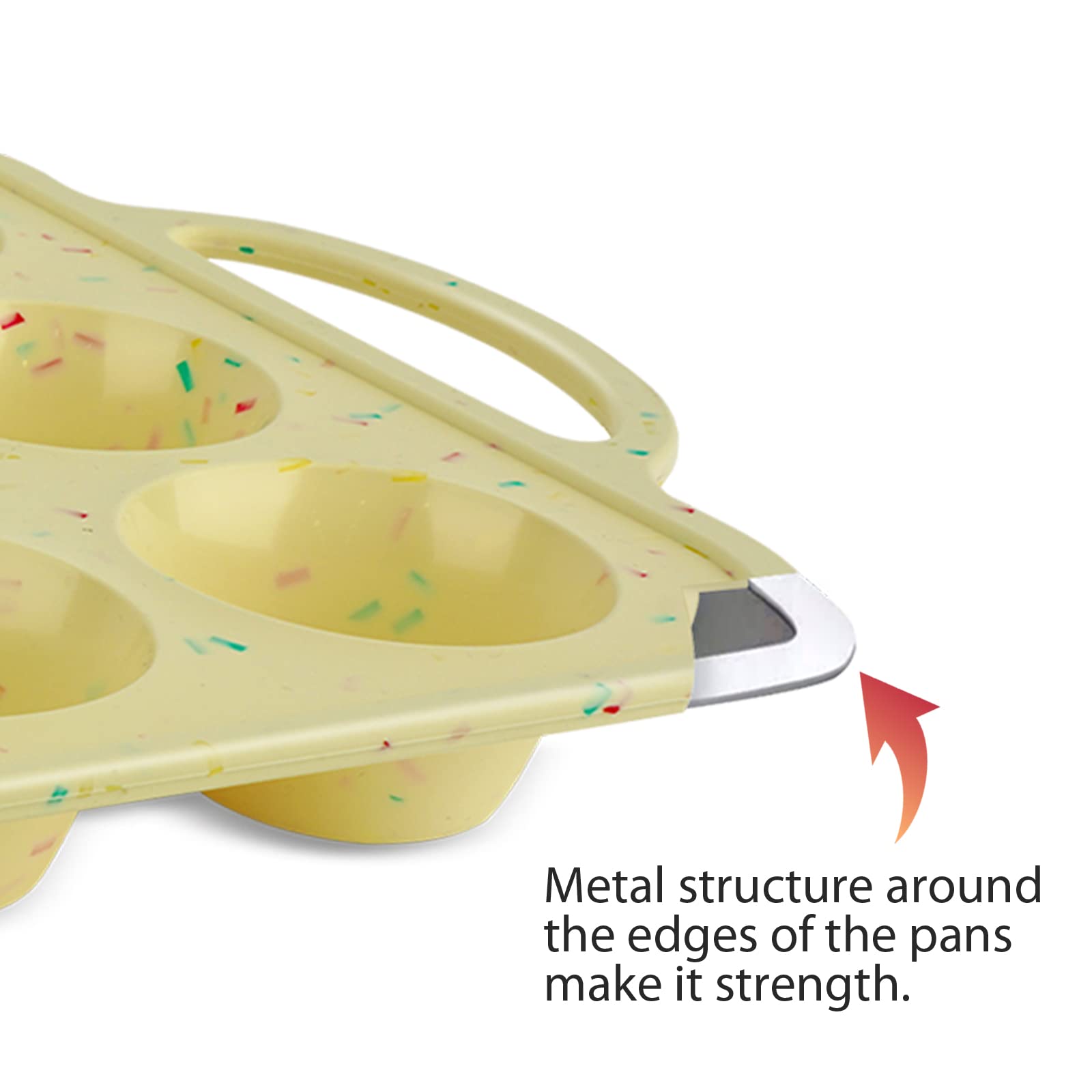 Luckypai Silicone Muffin Pan Cupcake Pan Molds for Baking 12 Cups Stainless Steel Bowl,Muffin Molder for Muffins and Cupcakes—Cupcake silicone molder