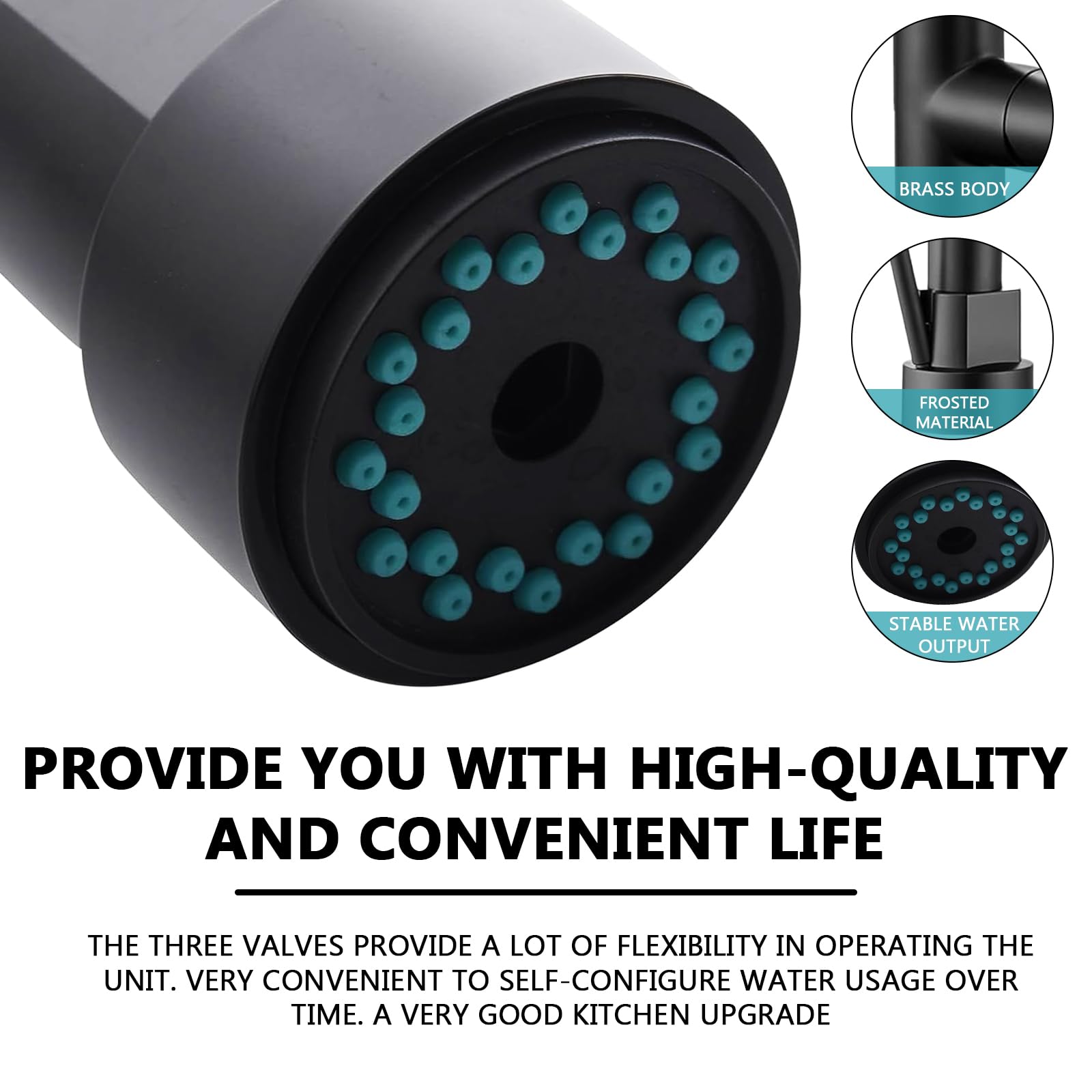 RIGFRCH Commercial Kitchen Sink Faucet with Pull Down Sprayer for Modern Kitchens, Stainless Steel Dual Water Outlet Pull Down Sprayer Single Handle Dual Temperature Kitchen Faucet( Matte Black)
