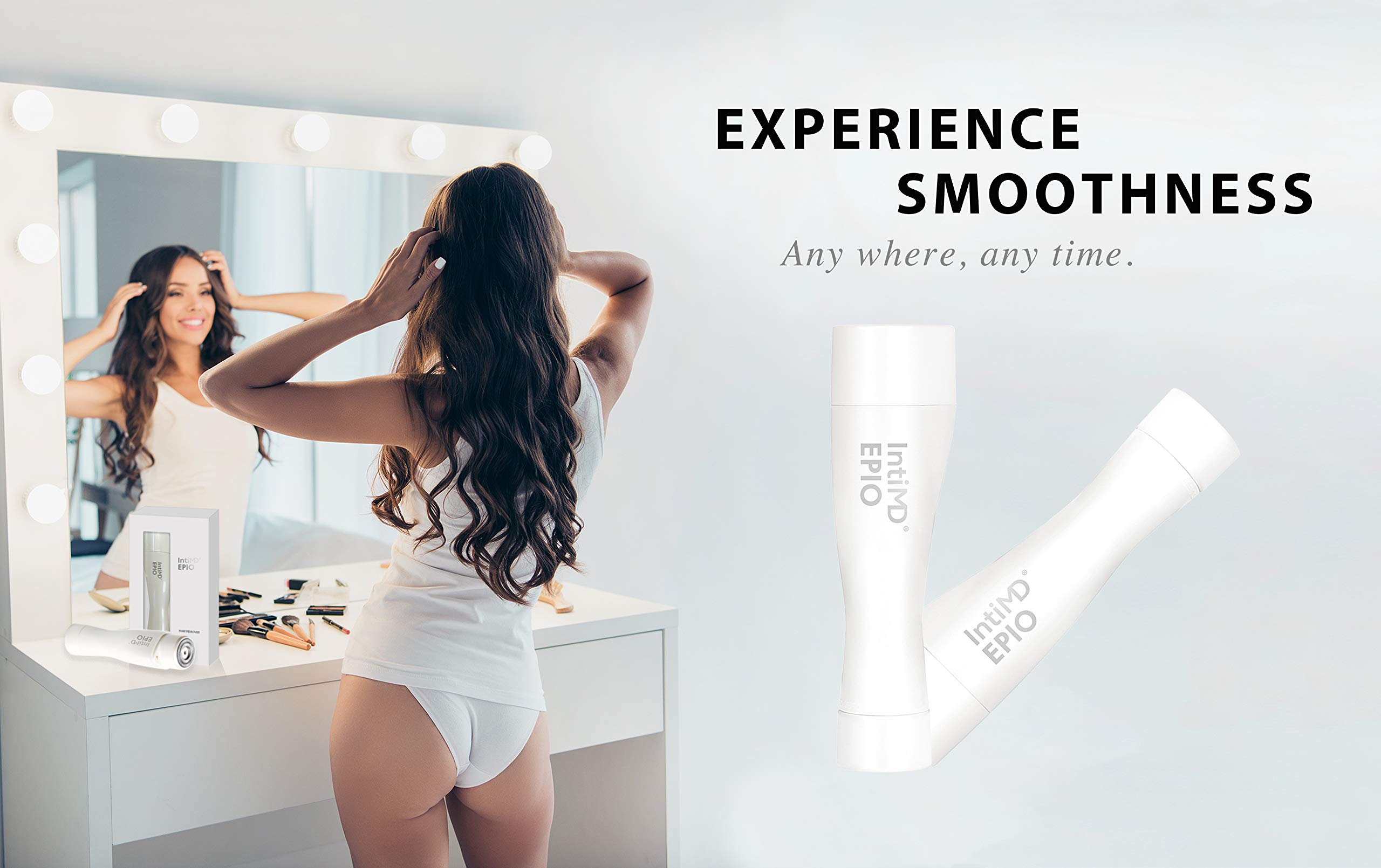 IntiMD EPIO Portable Compact Discreet Hair Remover, Painless, Safe, Gentle, Remove Peach Fuzz, Last Minute Touchups, Built in Light