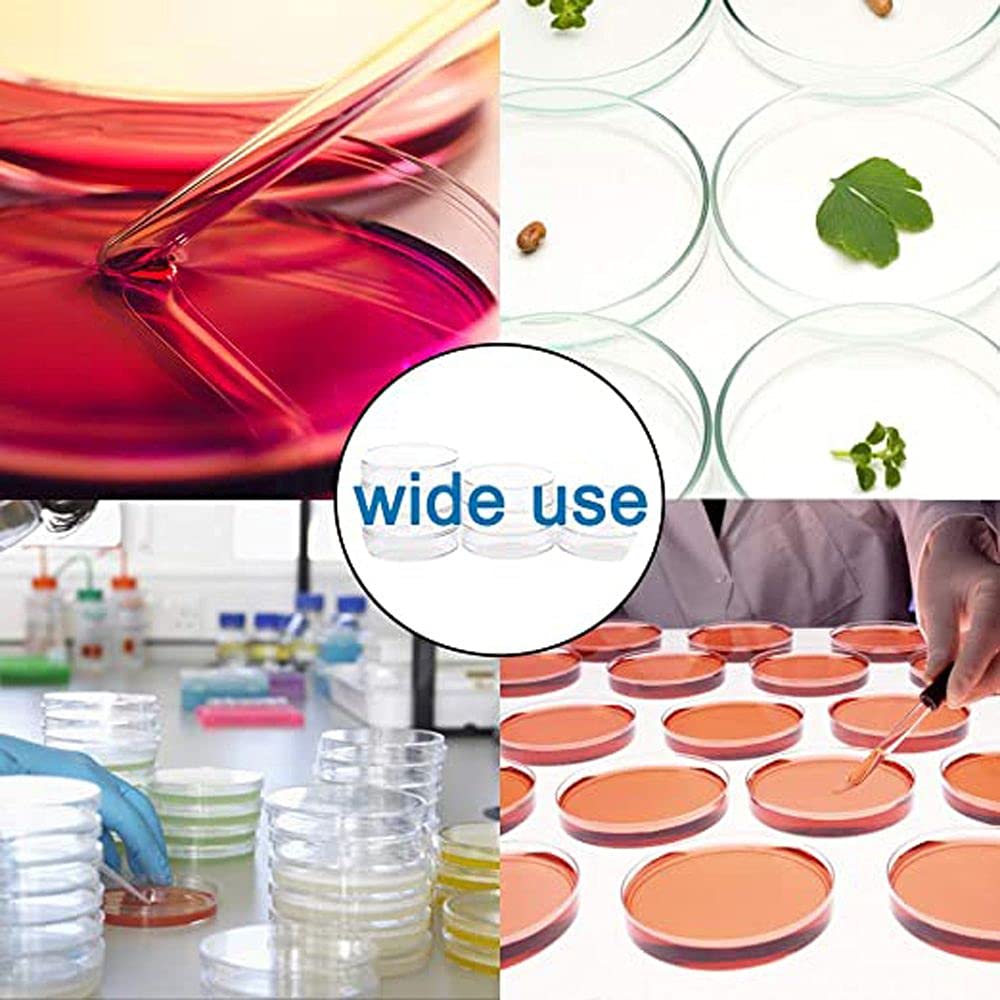 Petri Dishes Scientific Educational Supplies Culture Dish Biological with Lids Plastic Clear Petri Dish(55mm)