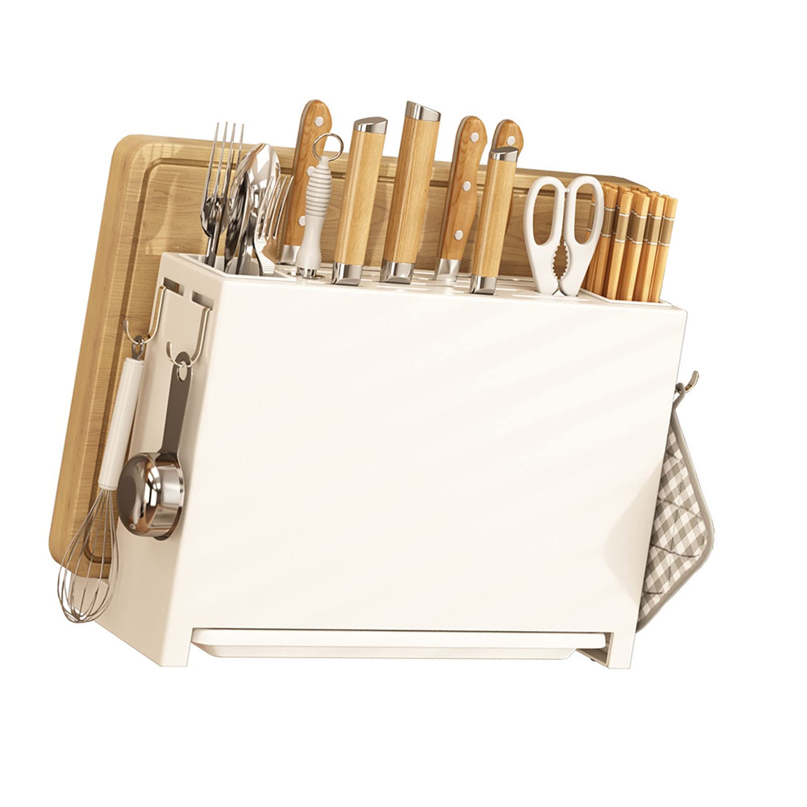 Kitchen Knife Holder, Knife Drying Rack Kitchen Knife Organizer Perforated Wall Hanging Slot Multifunctional Large Capacity Metal Cutting Board for Easy Kitchen Knife Storage