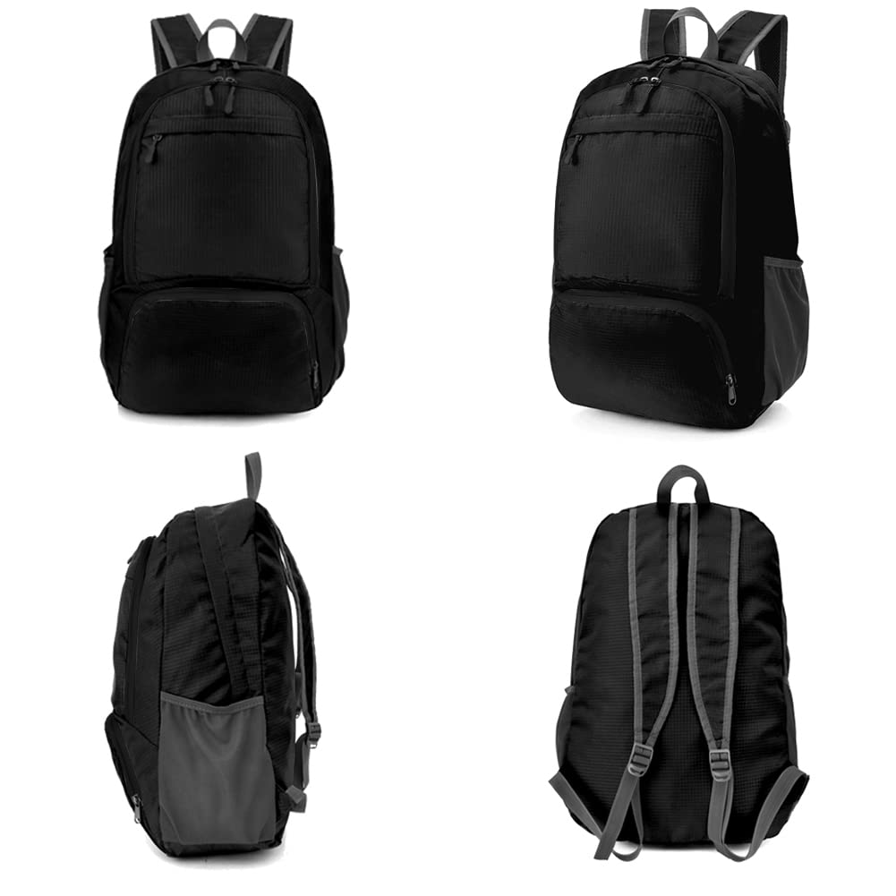 HYCOPROT 35L Hiking Backpack Ultralight lightweight Packable Foldable Water Resistant Travel Camping Outdoor Daypack (Black1)