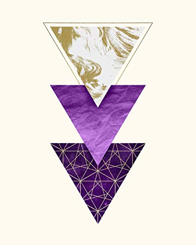 Modern Geometric Abstract Purple Gold Wall Art Decor Prints, 4 (8x10) Unframed Photos, Artwork Gifts Under 20 for Home Bathroom Bedroom Office Studio Lounge Architecture Design Student Teacher Fan