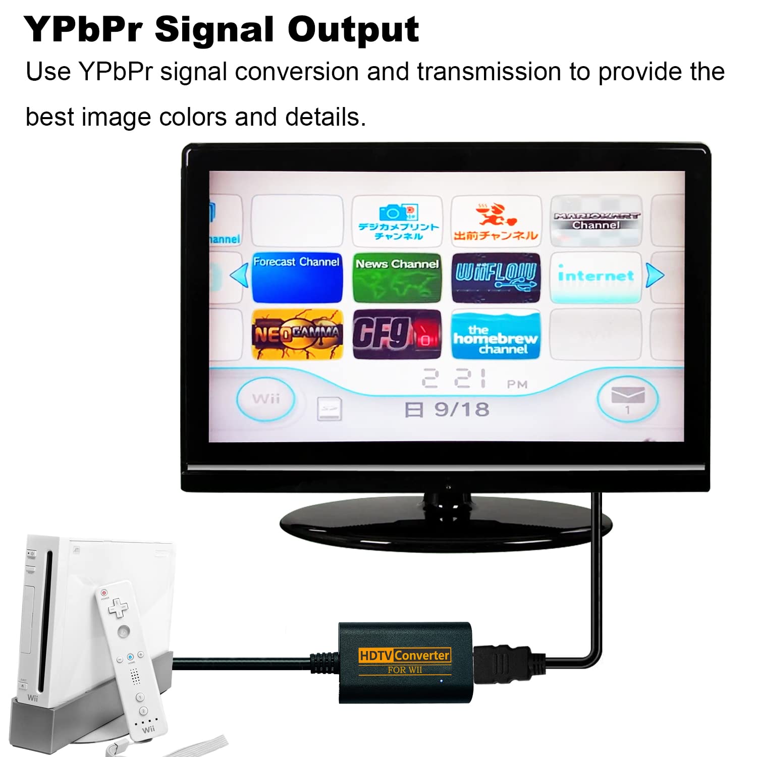 Jadebones Wii to HDMI Adapter, YPbPr Component Signal to HDMI Converter for Wii Console