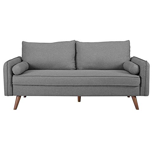 Home Square 2 Piece Contemporary Modern Polyester Fabric Sofa Set in Light Gray