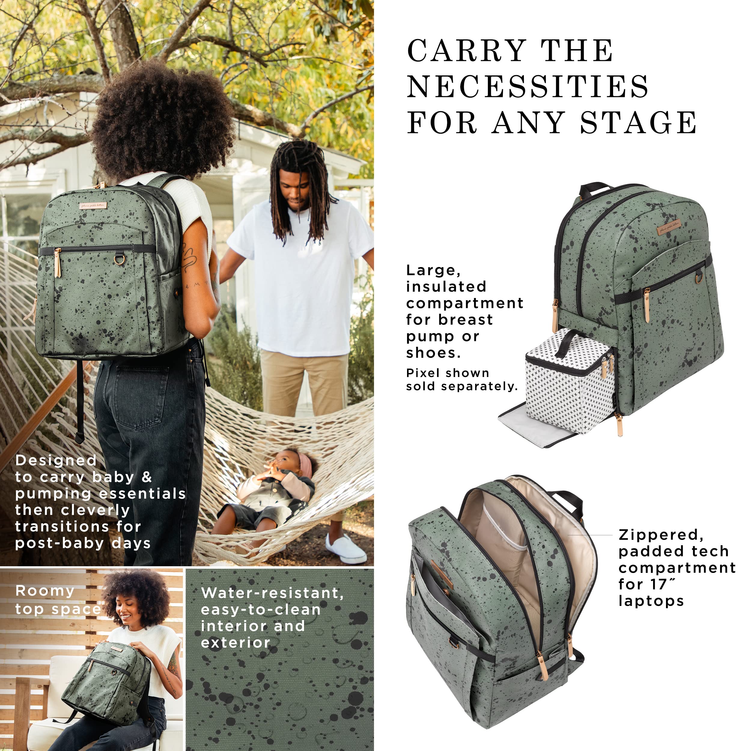Petunia Pickle Bottom 2-in-1 Provisions Backpack & Inter-Mix Deluxe Kit Bundle | Designed for Busy Parents | Spacious Main Compartment for Carrying Essentials