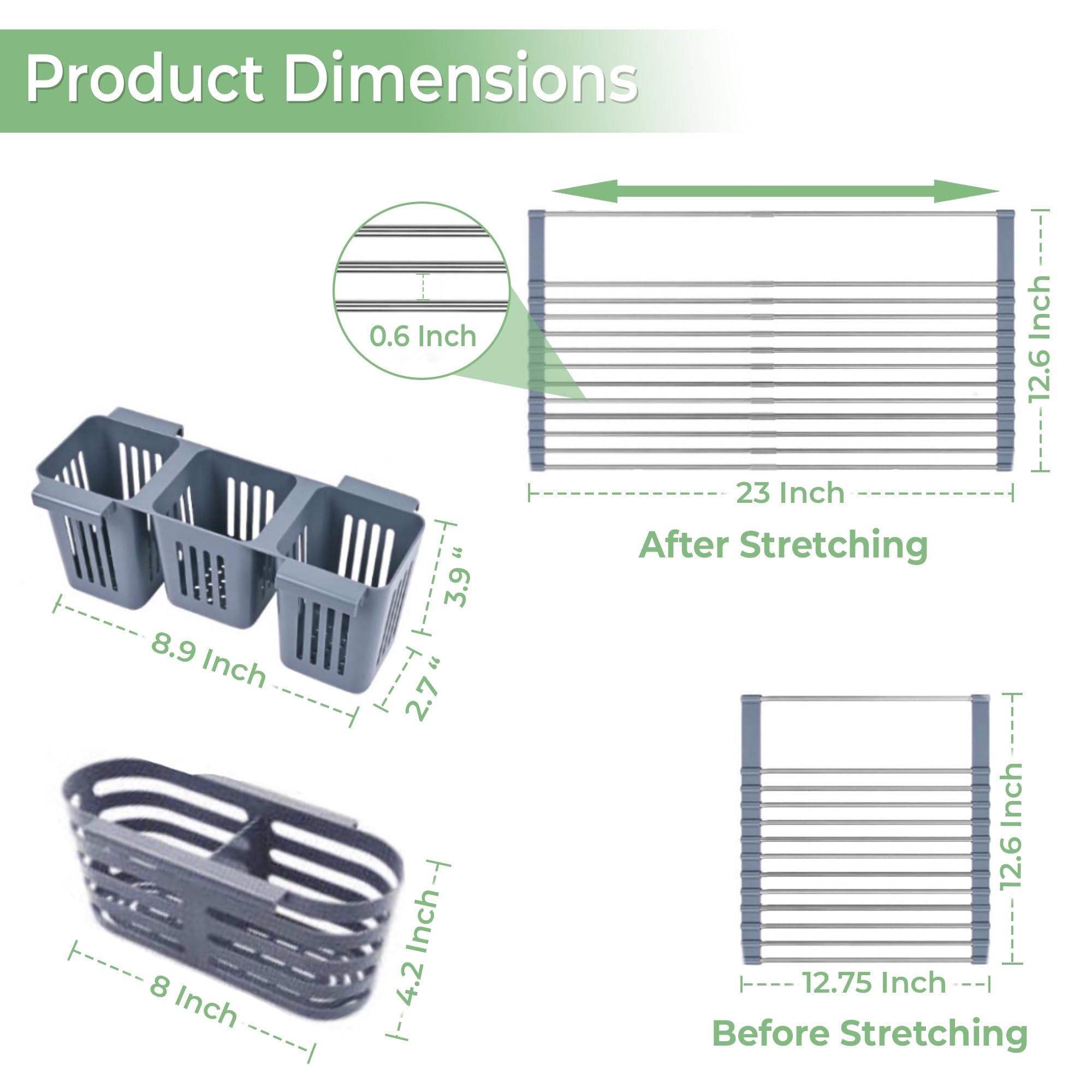 In Sink Dish Drying Rack, Expandable to Fit Up to a 23inch Sink - Dish Drying Rack for Kitchen Counter, De-Clutter Your Kitchen and Speed Up Drying Time With This Handy Over Sink Dish Rack