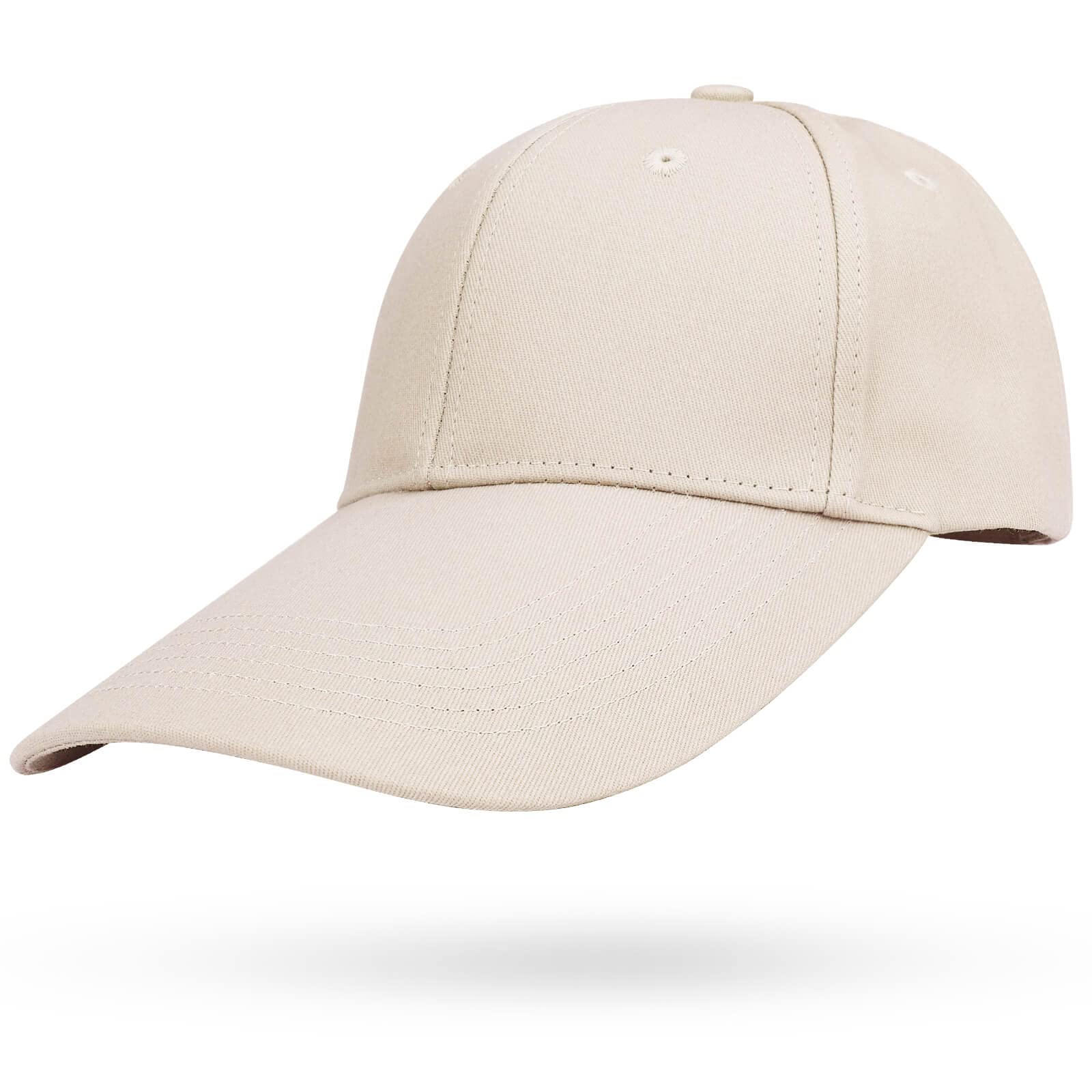 Long Bill Cap for Men Women 4.3" Extra Long Baseball Cap, Cotton Long Visor Hat Adjustable Outdoor Long Brim Fishing Sun Hat (Beige)