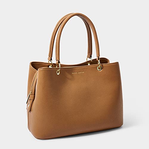 KATIE LOXTON Fia Womens Medium Vegan Leather Shoulder Handbag Purse Tan